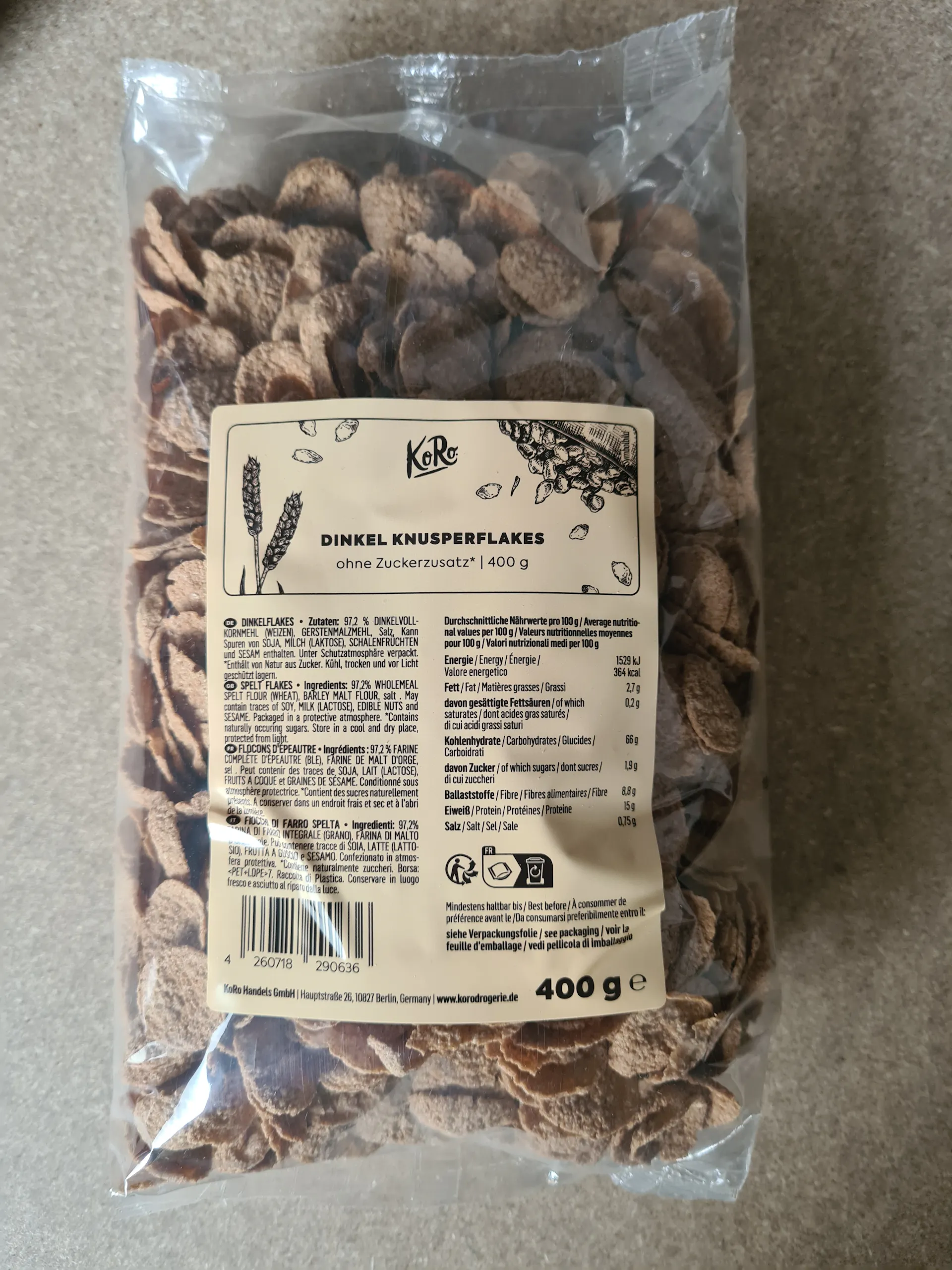 Dinkel Knusperflakes ohne Zuckerzusatz kaufen | KoRo