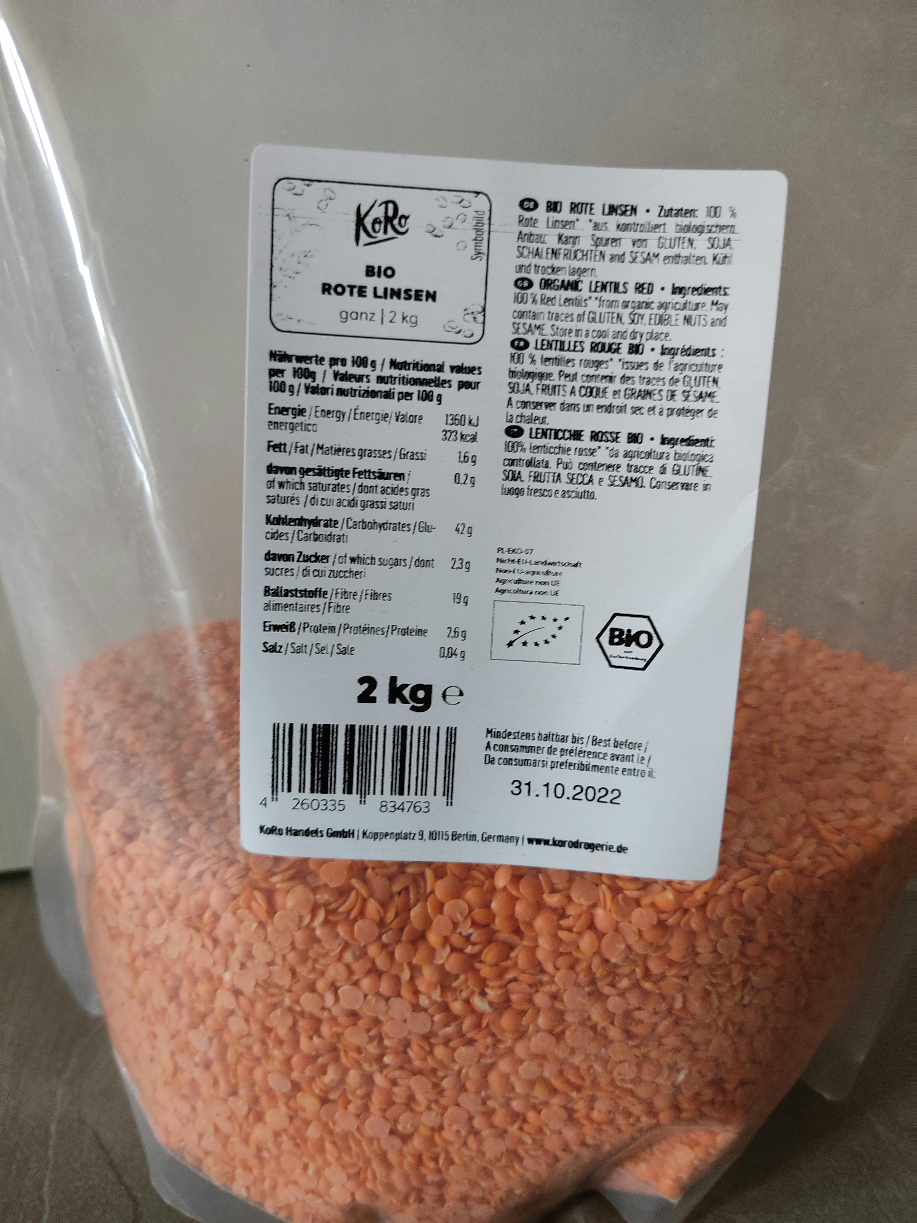 Bio Rote Linsen kaufen | KoRo Germany
