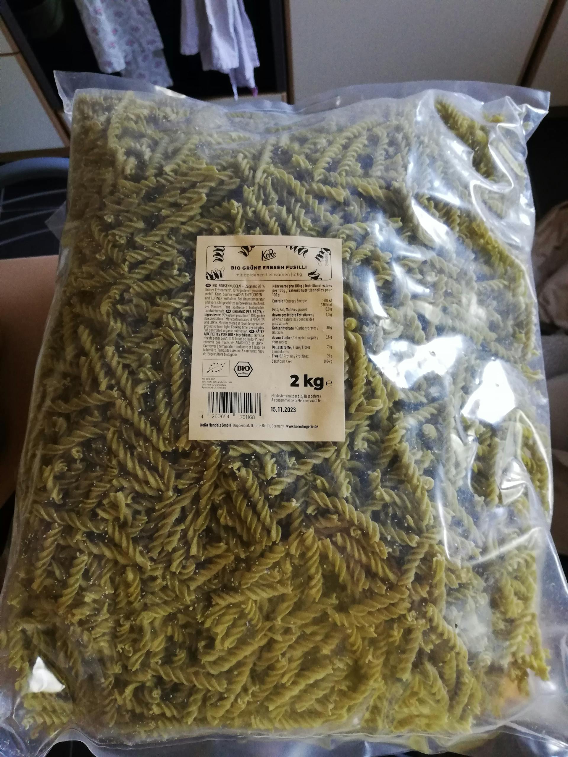 Bio Fusilli aus grünen Erbsen kaufen | KoRo Swiss