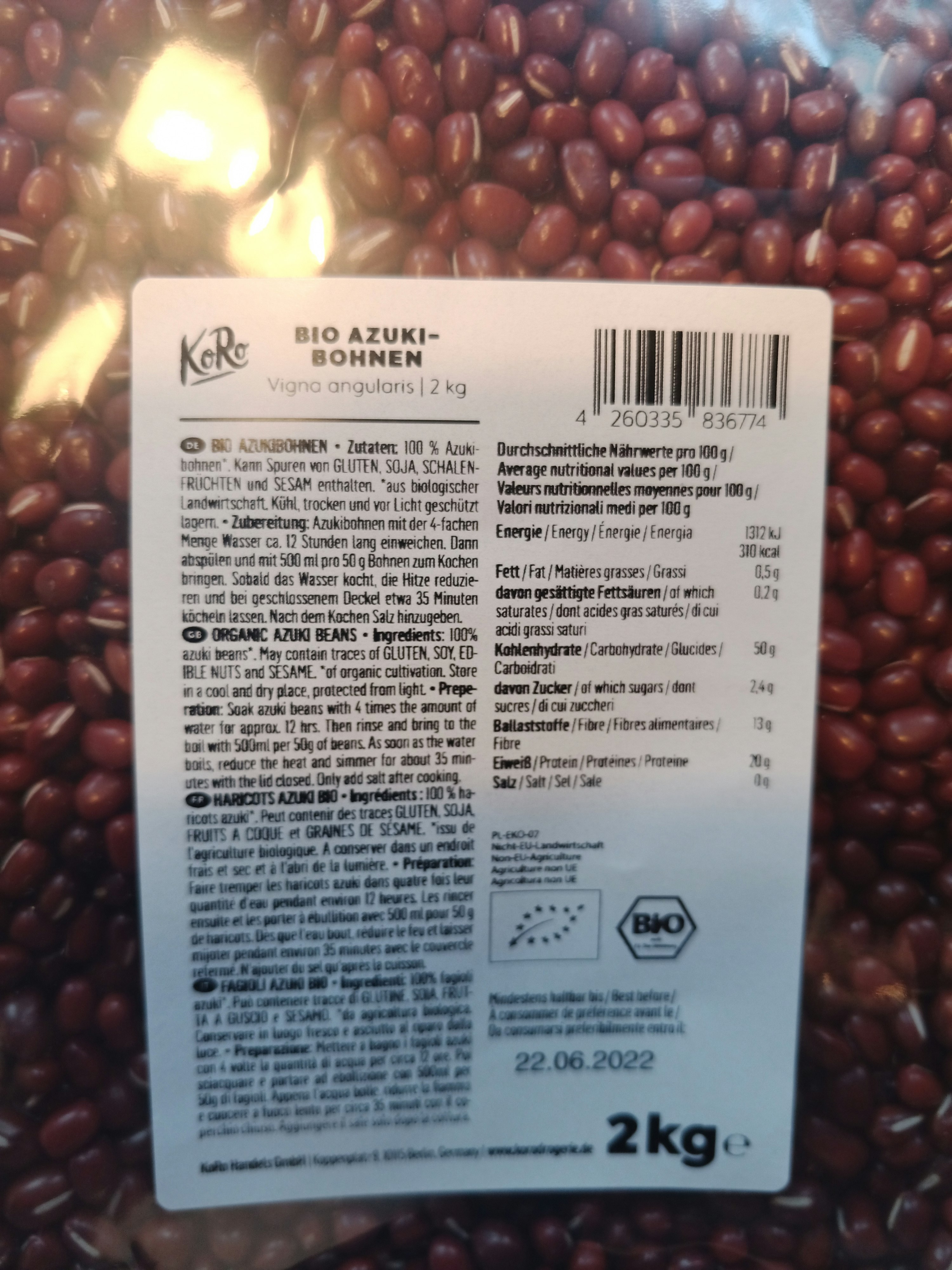Bio Azukibohnen 2 kg | HUELSEN_018 | KoRo Austria