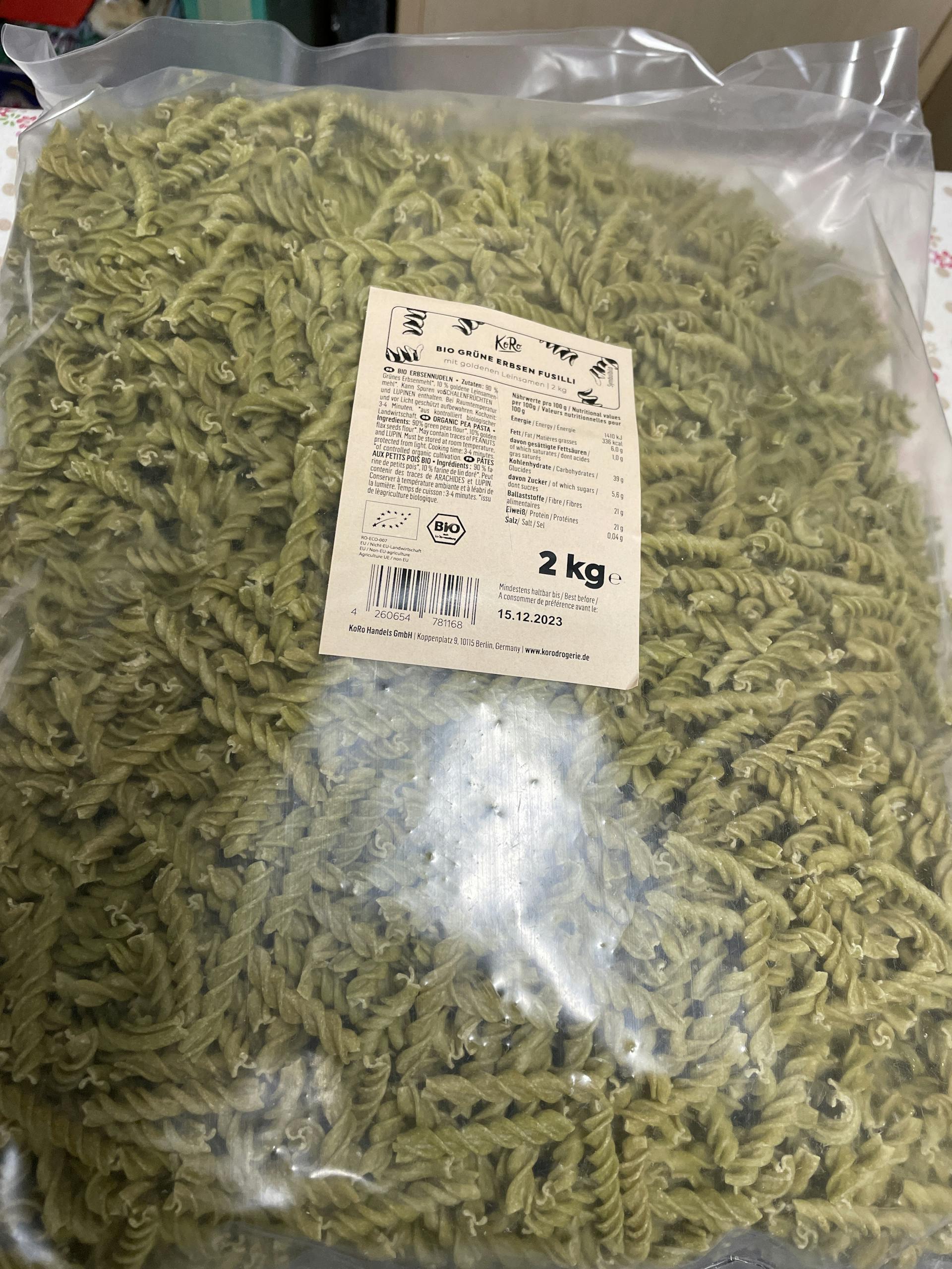 Bio Fusilli aus grünen Erbsen kaufen | KoRo Swiss