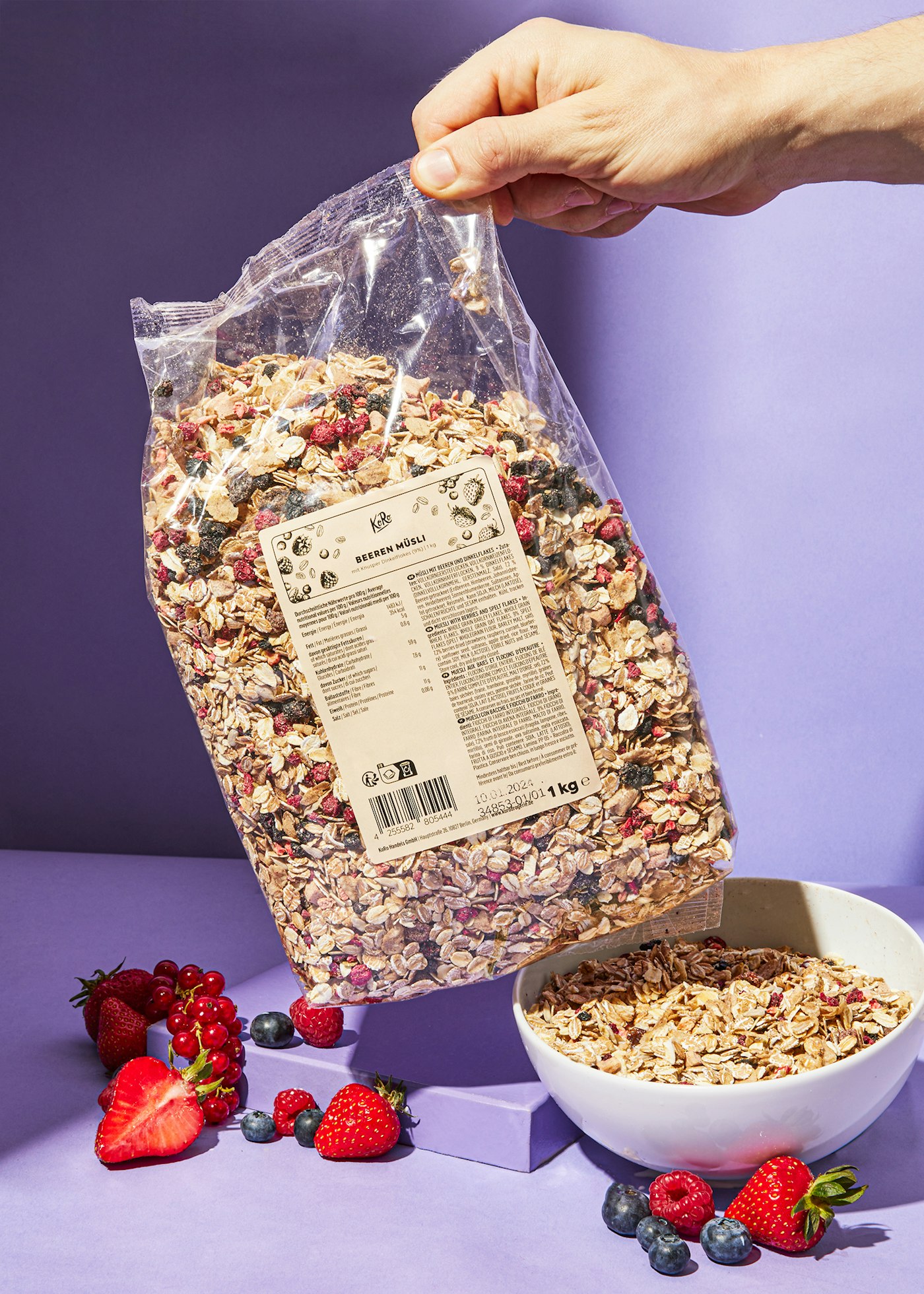 Muesli aux fruits rouges et flocons d'épeautre 1 kg | KoRo