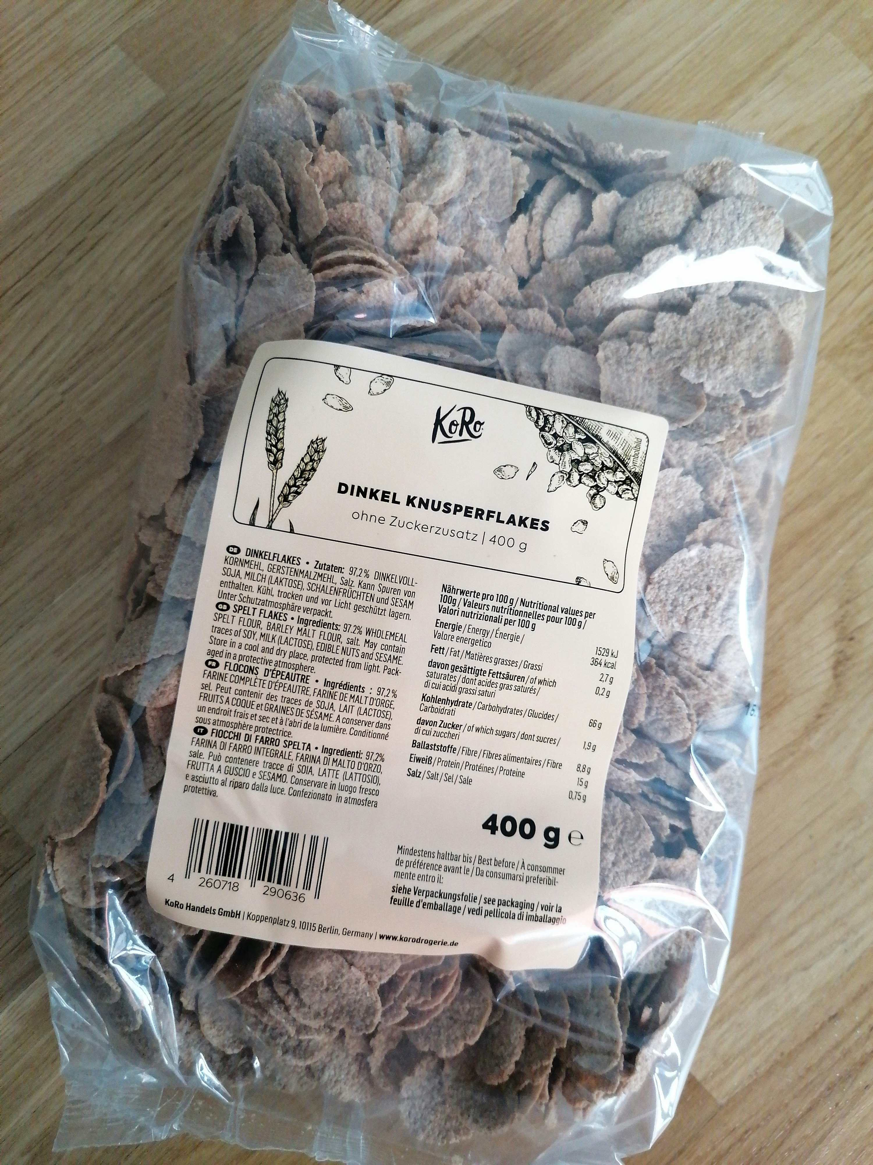 Dinkel Knusperflakes ohne Zuckerzusatz kaufen | KoRo Germany