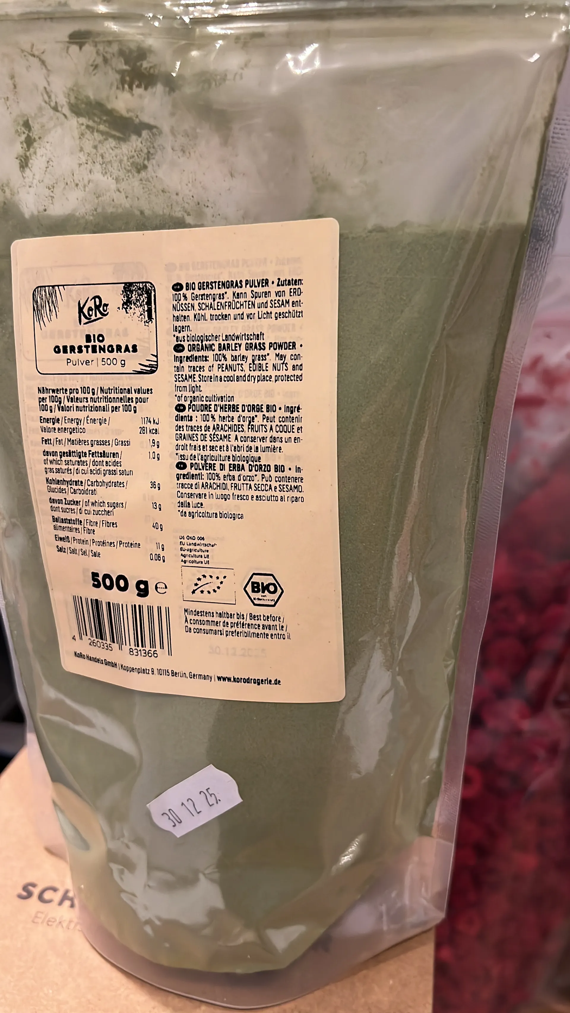 Erva de Cevada em Pó orgânica comprar online | 500g | KoRo